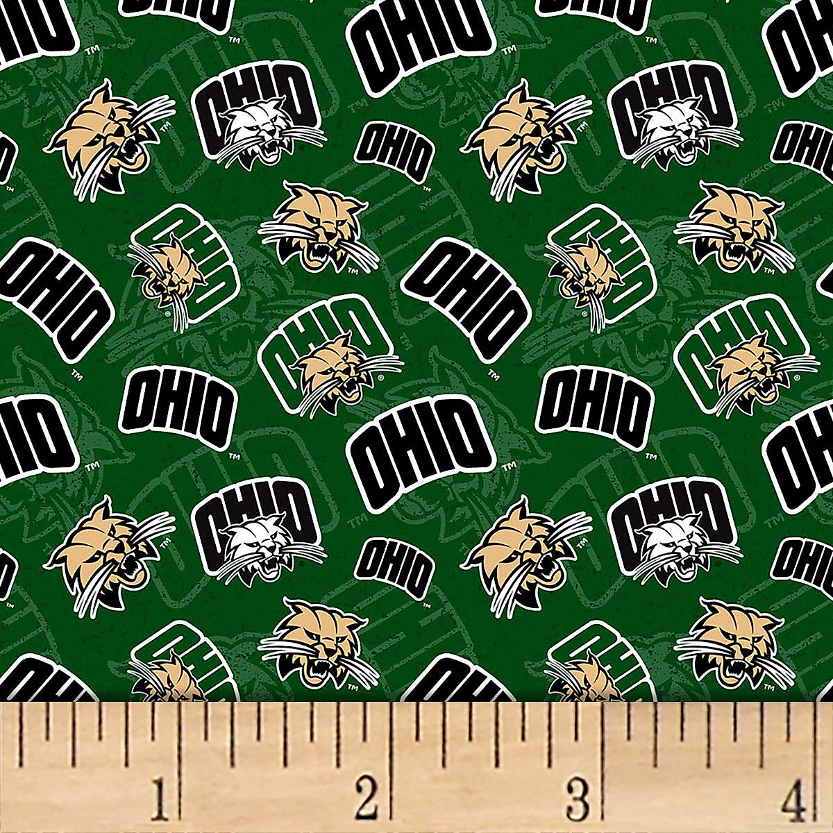 Sykel Enterprises NCAA Ohio Bobcats Tone Green/Black/White/Tan Fabric