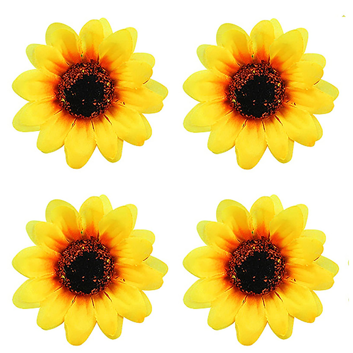 Yansanido 100 Pcs 2.8 Inch (7cm) 2 Layer Petals Artificial Sunflower Heads for Home, Office and Wedding Decoration