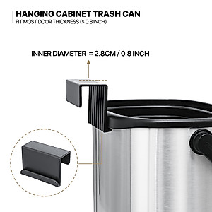 MoNiBloom 1.3-Gallon Small Hanging Trash Can for Kitchen Bathroom Bedroom Living Room Home Office Dorm Fingerprint-Proof Garbage Bin Removable Lid Brushed Stainless Steel 5-Liter
