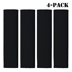 MIRKOO Car Seat Belt Cover Pad, 2-Pack Soft Car Safety Seat Belt Strap Shoulder Pad for Adults and Children, Suitable for Car Seat Belt, Backpack, Shoulder Bag, Upholstery for vehicles (Black)