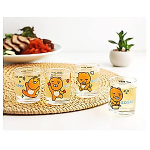 Kakao Ryan SOJU glass 소주 소주잔 Korean Soju Alcohol shot glasses Glassware set of 4