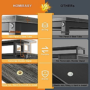 Homieasy L Shaped Computer Desk with LED Strip & Power Strip, 47 Inch Corner Desk with Monitor Stand Reversible Storage Shelves, Modern Simple Home Office Gaming Desk with Storage Bag(Black Oak)
