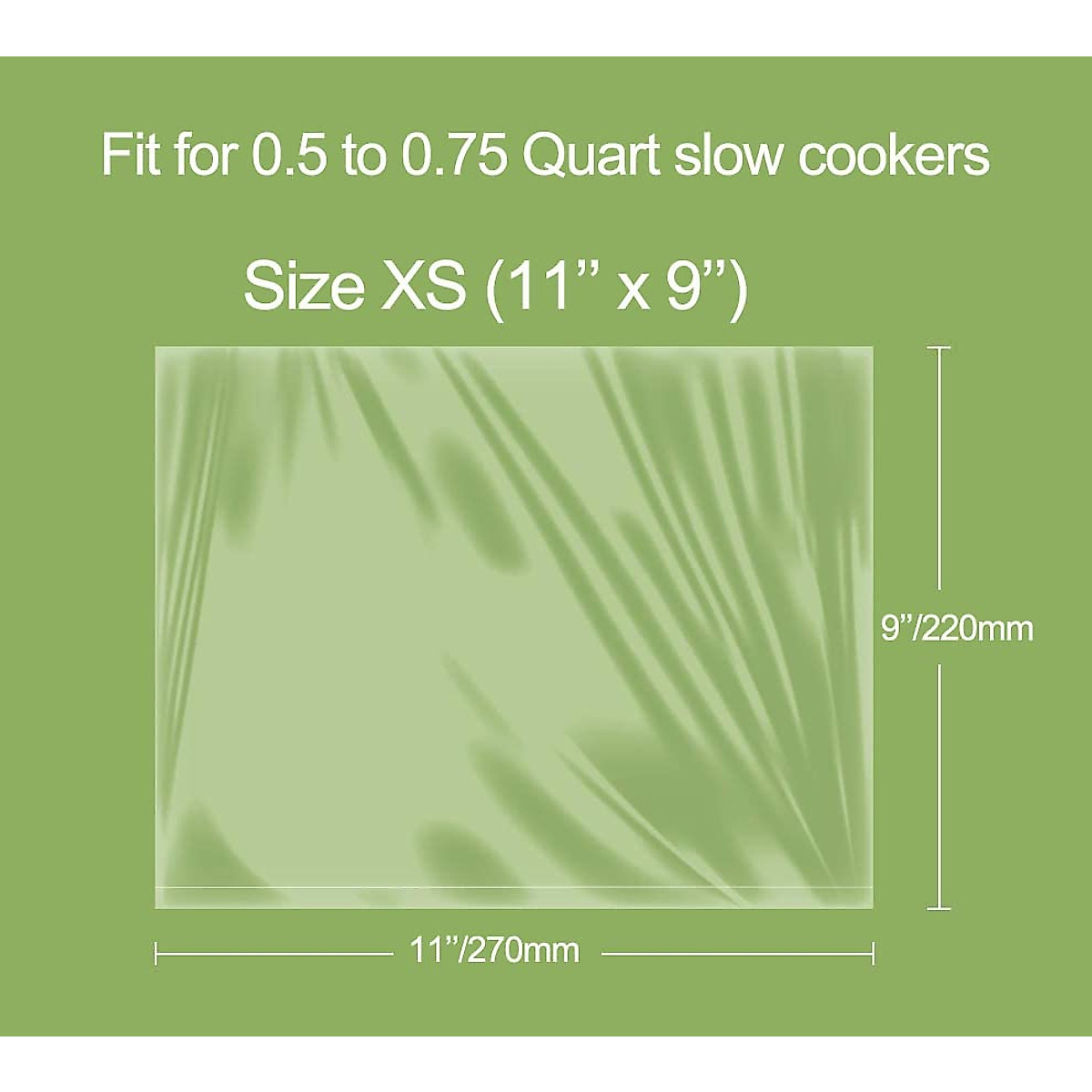 Qvin Small Slow Cooker Liners, BPA free and Easy Clean-Up Cooking Bags, Fit 0.65QT small Slow Cooker and mini crockpot, 10Pieces