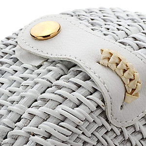 Hurber Rattan Bag For Women Handwoven Straw Bag Beach Crossbody Purse With Handbag (Pattern)