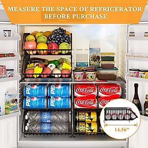 GILLAS 2 Pack Stackable Soda Can Organizer with Dividers for Refrigerator, Can Holder Dispenser Canned Food Organizer, Beverage Storage Basket Rack Drink Organizer for Fridge, Kitchen, Pantry, Black