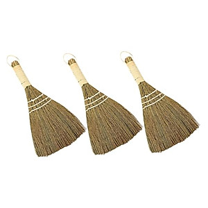 HONMEET 3pcs Kitchen Cleaning Broom Manual Broom Top Hand-Made Broom Dust Removing Broom Household Broom Floor Sweeping Broom Brooms Desk Cleaner Vietnamese Straw Broom Held Toy Miscanthus