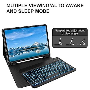 KVAGO Keyboard Case for iPad Air (5th, 4th gen - 2022, 2020), iPad Air 5th Generation Case with Keyboard, 7 Colors Backlit, Detachable, Wireless Keyboard, Slim Folio Cover 10.9“ with Pencil Holder
