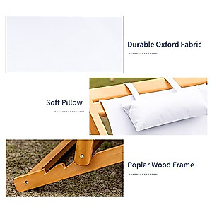 Outsunny 2-Person Sling Chair, Reclining Double Lounger for Patio, Beach, Camping, Lawn, Wood Folding Chair with Recliner Design for 2 Adults, Cream White