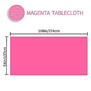 Table Cloth Rectangle Table 2 Pack Hot Pink Table Cloth Plastic Table Cloth Disposable Table Cloths for Parties Hot Pink Tablecloth Disposable Tablecloths 54 x 108 Inch Decorative Plastic Table Covers