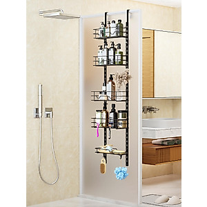Elbourn Over The Door Shower Caddy, Adjustable Hanging Shower Organizer, Shampoo Rack Bathroom Storage - 5 Shelves