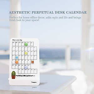 Yuseful Acrylic Desk Calendar - Perpetual Calendar with DIY Planner Magnets - Unique Gifts for Women, Desk Decorations for Women Office, Desk Accessories Aesthetic, Cute Desk Decor(White)