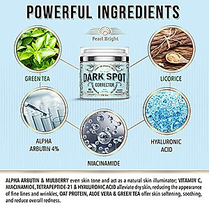 PearlBright Dark Spot Remover for Face, Body and Sensitive Areas - Natural Skincare for Underarms, Elbows & Privates - Made in USA - Dark Spot Corrector with Licorice, Mulberry Extract Arbutin, 1.7OZ