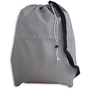 Medium Laundry Bag with Drawstring, Shoulder Strap, Locking Closure, Color: Gray, Size: 24x36