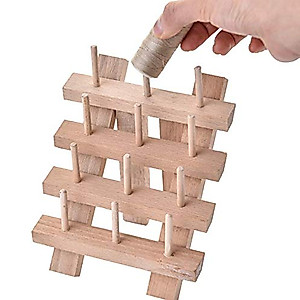 CHZIMADE 12 Spools Wooden Thread Rack Sewing and Embroidery Thread Holder Sewing Storage