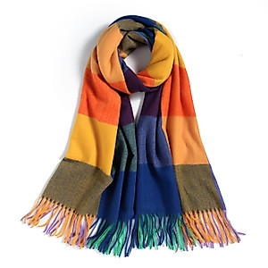 PCIQUTE Tartan Plaid Scarves for Women Winter,Long Scarves for Women with Fringe,Super Soft Scarf for Women Winter（Plaid, turmeric green）