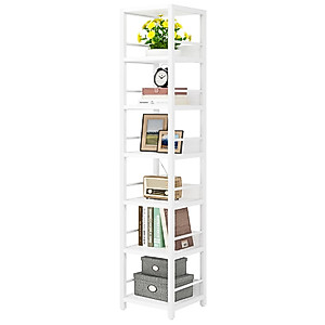 75 Inch Tall Corner Shelf, 6-Tier Narrow Bookshelf for Small Spaces, Multipurpose Corner Storage Rack Shelves, Etagere Bookcase Skinny Shelf Tower Plant Stand for Living Room Kitchen, White
