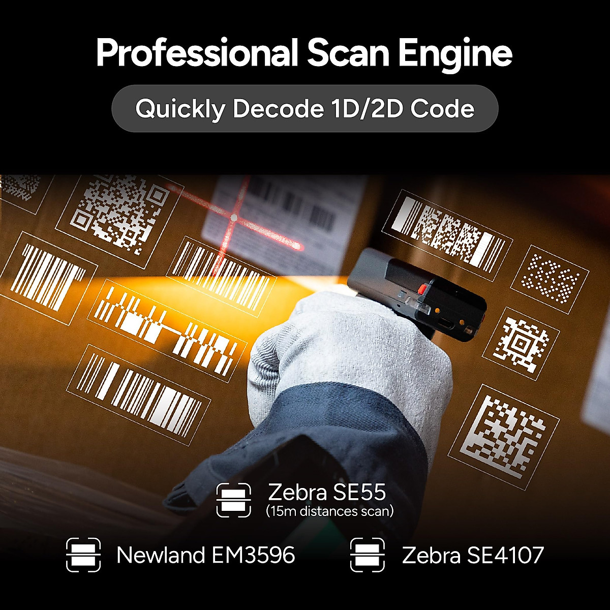 MEFERI MS300R Ring Scanner, Equip with SE4107 Zebra Scanner, Finger Scanner Bluetooth IP54 BT5.0 NFC 1000 mAh Battery, Barcode Scanner 1D/2D/QR Code Scanner, Left&Right-Handed Use, iOS/Android/Windows