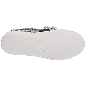 Karl Lagerfeld Paris Women's Vidya Pearls-Lace Sneaker, Black/White, 9.5