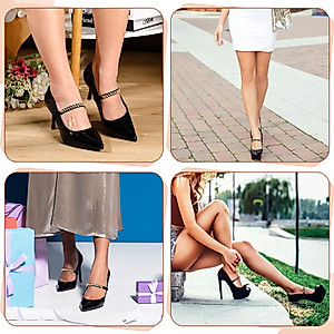 Hanaive 2 Pairs Rhinestone Elastic Shoe Ankle Straps Detachable Shoe Strap Heel Band for Women High Heels Loose Shoes, Gold and Silver