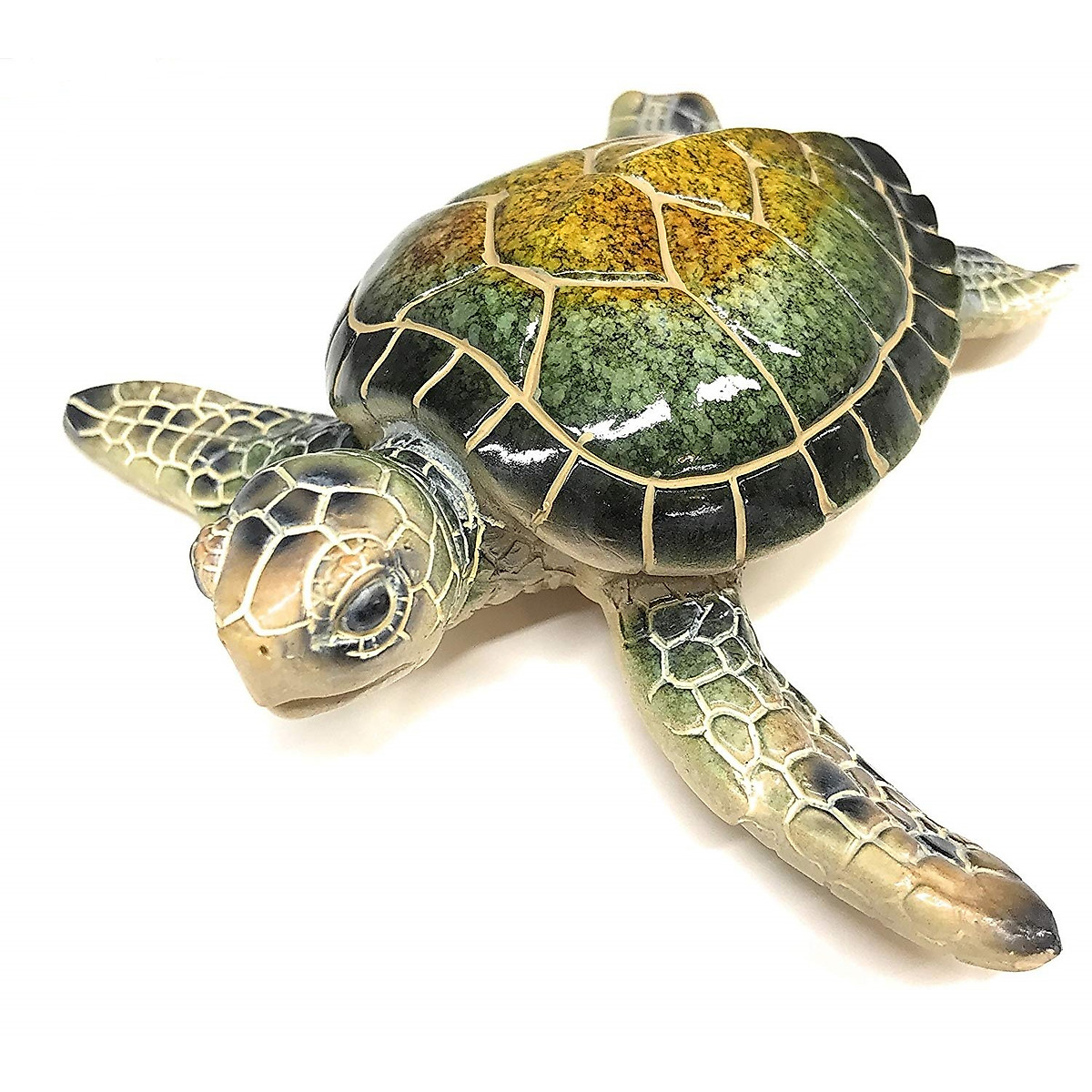 Green Tree Products Sea Turtle Resin Figurine, Indoor Outdoor Decor, 6.25 Inches Wide