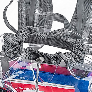 WLACK AND BHITE Eco-Friendly Heavy Duty Clear Backpack with Front Pocket | Large Clear Bookbag Transparent See Through Backpack for College Work Travel (Steel Gray Eco Friendly)