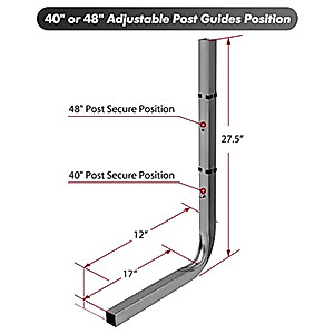 Boat Trailer Guide-ons, 40"/48" Adjustable Design, 2PCS Rustproof Galvanized Steel Trailer Guide ons, Trailer Guides with Black PVC Pipes, for Ski Boat, Fishing Boat or Sailboat Trailer