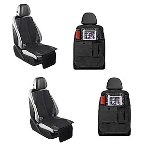 Car Seat Protector for Child Car Seat + Car Organizer Back Seat 4 Pack Kick Mat Car Seat Cover for Baby Carseat Waterproof for Leather CarSeats