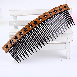 8Pcs Plastic Wood Grain Hollow Hair Side Combs Retro Hair Comb Pin Clips Headdress with Teeth for Lady Women Girls Hair Styling Accessories[comb size (L*W): 13.5x4.8cm/5.3x1.78inch ]
