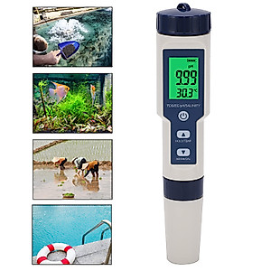 Zyyini EZ‑9909SP 5 in 1 Water Quality Test Pen for pH, EC, TDS, Salinity and Temperature IP 67 Waterproof and dustproof Automatic Recognition