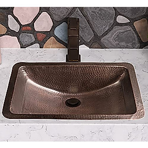 Monarch Abode 17095 Hand Hammered Venetian Dual Mount Bathroom Vanity Sink, 21 Inches, Pure Copper