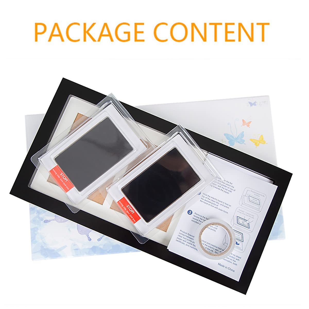 Baby Ink Hand and Footprint Kit, Newborn Handprint Photo Frame Kit with 2 Clean-Touch Ink Pad, Gender-Neutral Baby Keepsake, Baby Foot and Hand Mold Kit, Baby Nursery Décor for New and Expecting