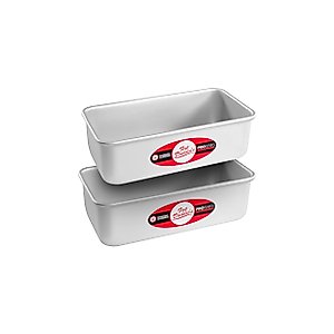 Fat Daddio's Anodized Aluminum Bread Pan, 7.75 x 3.75 x 2.5 Inch, Set of 2, Silver