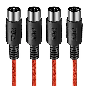 FORE 3.3 Feet 2-Pack Male to Male 5-Pin DIN MIDI Cable Compatible with MIDI Keyboard/Synthesizer/Guitar Multi Effects/Audio Interface/Audio Mixer/Auido Amplifier/External Sound Card/Red