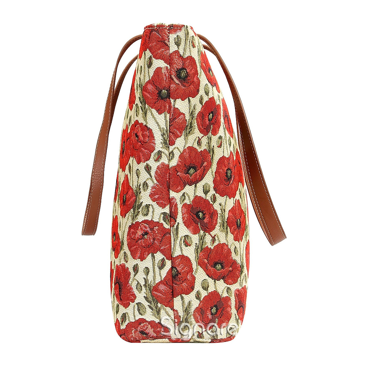 Signare Tapestry Shoulder Bag Tote Bag for Women with Poppy Flower Design (SHOU-POP)
