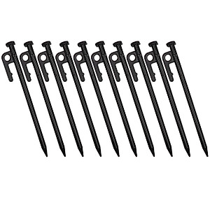 LBY 10pcs Tent Stakes, 20cm(7.87'') Heavy-Duty Steel Solid Tent Stakes Pegs, Steel System Outdoor Tent Nail Camping Stakes, 45#Steel (Black)