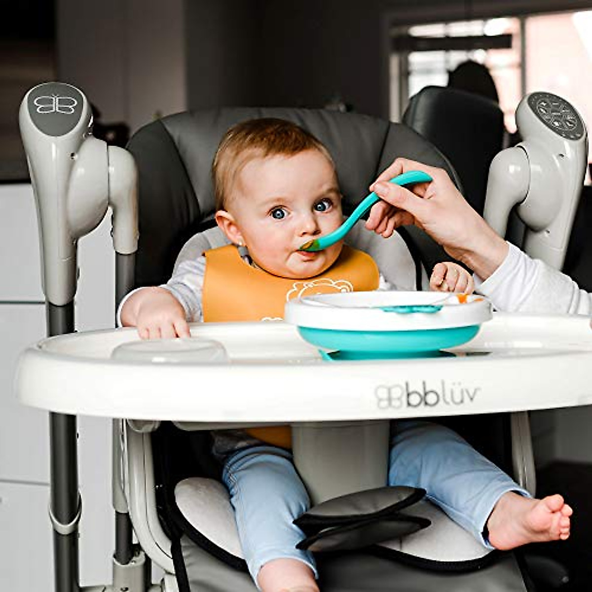 bblüv - Platö - Warming Feeding Plate - 3 Compartments with Suction Base for Baby to Toddler (Aqua) - BPA and Phthalate Free, 7.25x2.25x7.25 Inch (Pack of 1)