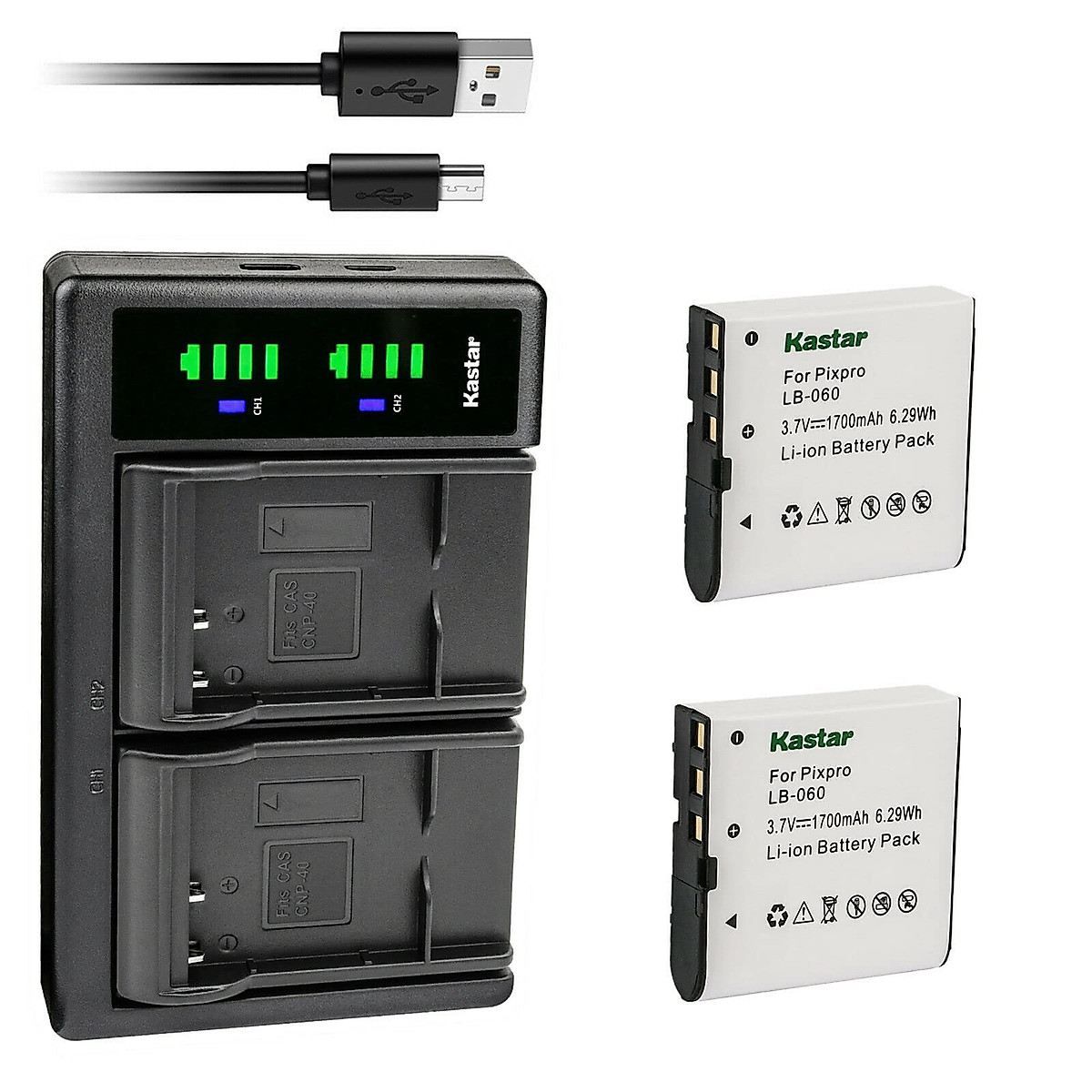 Kastar 2-Pack Battery and LTD2 USB Charger Replacement for VJIANGER 4K Digital Camera, 4K WiFi Digital Camera, 1080P Camcorder, 1080P Video Camera, VJIANGER 4K 48MP Vlogging Camera for YouTube