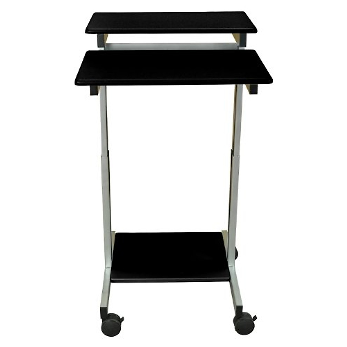 Luxor Rolling Stand Up Presentation Station with 2 Shelf and Steel Frame, Black - Perfect for School, Classroom, Office and More