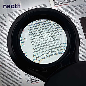 Neatfi (New Model) 1,200 Lumens Super LED Magnifying Lamp with Clamp, 8D, Dimmable, Includes Microfiber Cleaning Cloth, 5 Inch Diameter Lens for Reading, Sewing, Crafting (8 Diopter, Black)
