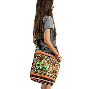 Patchwork Brown Cotton Hobo Crossbody Shoulder Bag Hipster Boho Sling Messenger School Casual