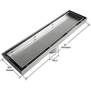 Neodrain 12-Inch Linear Shower Drain with 2-in-1 Flat & Tile Insert Cover, Brushed 304 Stainless Steel Rectangle Shower Floor Drain,Floor Shower Drain with Hair Strainer