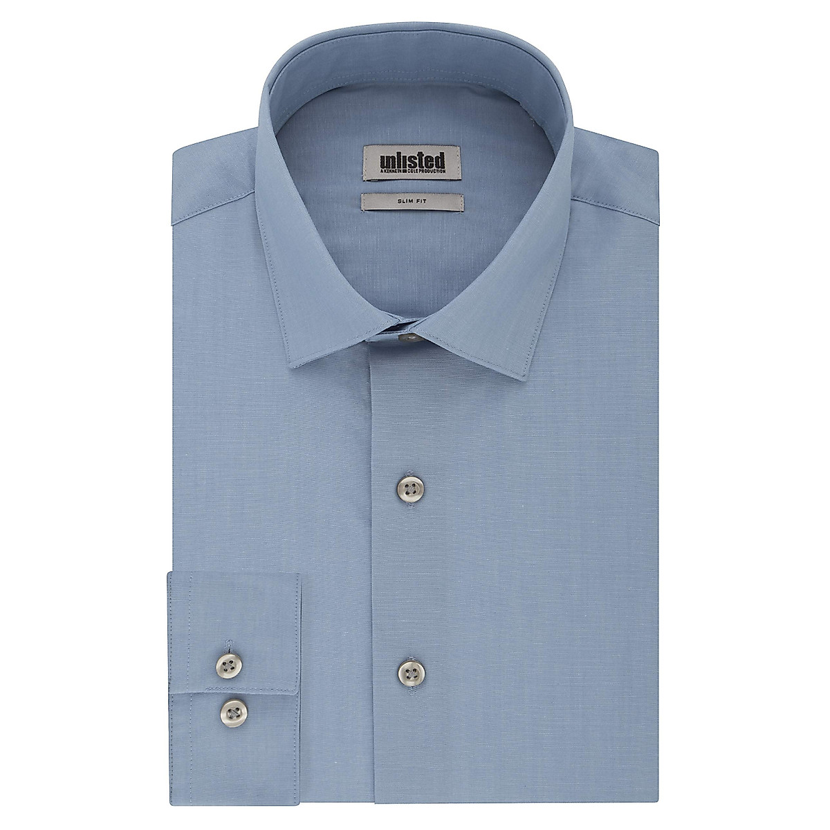 UNLISTED Men's Dress Shirt Slim Fit Solid, Cadet Blue, 16"-16.5" Neck 32"-33" Sleeve