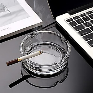 Ash Tray, Glass Ashtray for Cigarettes, Portable Decorative Modern Ashtray for Outside, Home, Office, Patio, Outdoor, Indoor, Fancy Cute Cool Ashtray, Clear/Crystal/Transparent (4.17"L x 1.41"H)
