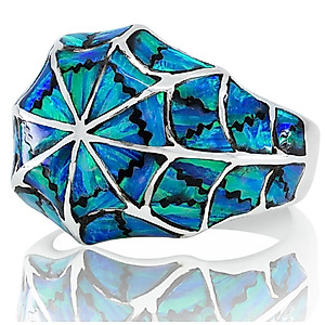 VY JEWELRY 925 Sterling Silver Blue Opal Ring - Made in Thailand - Size 9