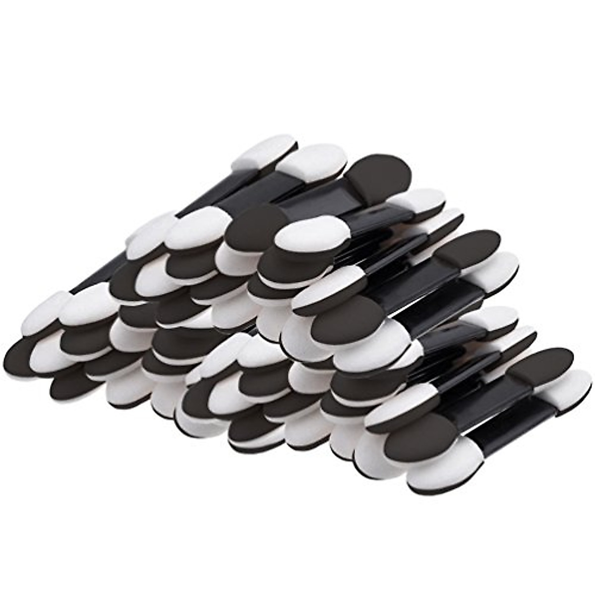 KINGMAS 100 Pack Disposable Eyeshadow Brush, Double Ended Sponge Eye Shadow Applicator Makeup Brushes - Black