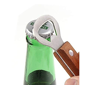 Smart Cook Bottle Opener Can Punch Opener - Dual-sided Manual Stainless Steel Can Opener With Riveted Wood Handle, Set Of 2 Units
