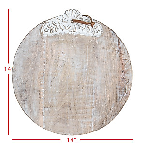 Foreside Home & Garden Large Round White Wood Cutting Board