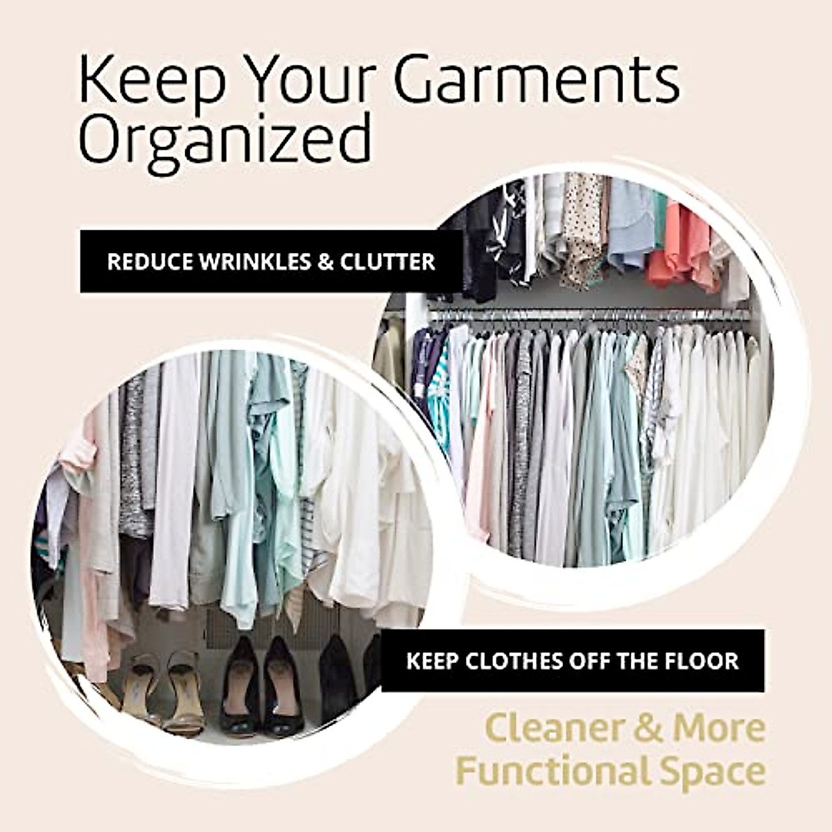 Higher Hangers BioHangers, Sustainable Flaxseed Space Saving Clothes Hangers, Premium Closet Organizers for College Dorms, RVs, & More, Reduces Wrinkles & Clutter, Standard 17", 40 Pack