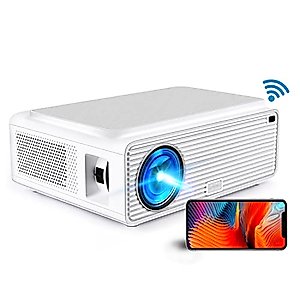 Native 1080P WiFi Projector, ERISAN 5G Wi-Fi Full HD Video Projector, Support iOS/Android Mac Sync Screen, 300" Display for Home Business, Compatible w/HDMI, VGA, USB, PC, DVD, White, S50W