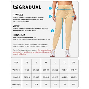 G Gradual Women's Fleece Lined Joggers High Waisted Water Resistant Thermal Winter Sweatpants Running Hiking Pockets (Black, S)